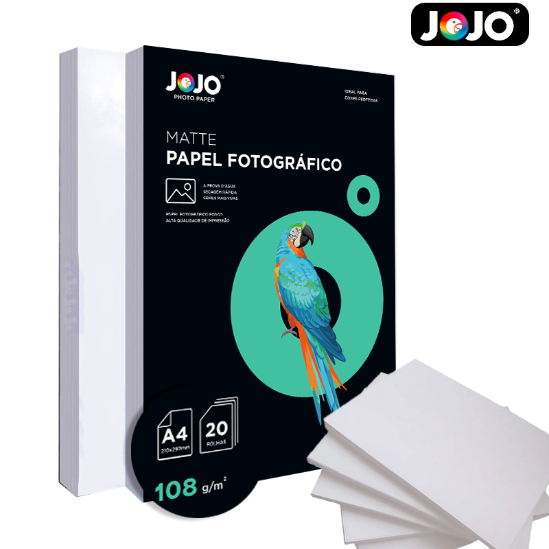 100 Folhas MATTE 108g A4 Papel Fotográfico (FOSCO) Resistente a Água JOJO BRASIL | Shopee Brasil