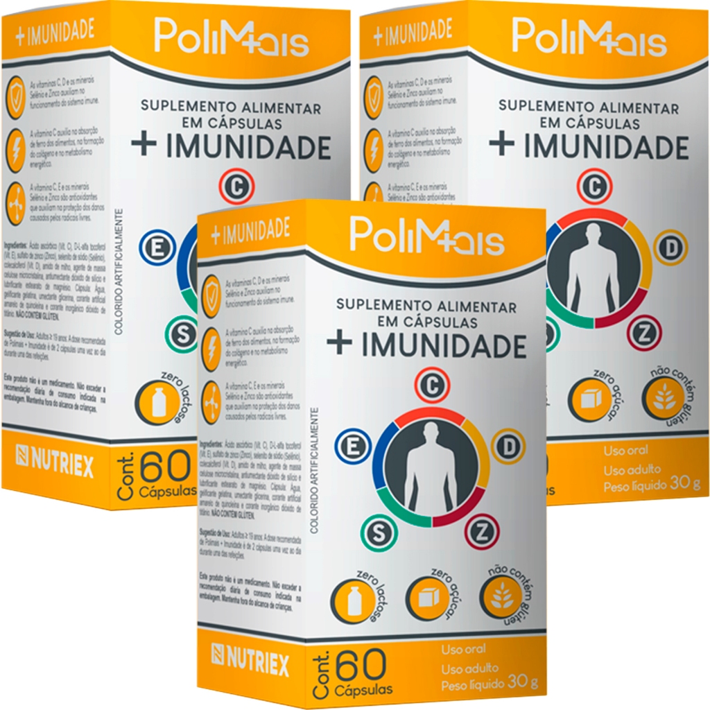 Polimais + Imunidade Vitaminas Cdzse C/60 Cápsulas Nutriex | Shopee Brasil