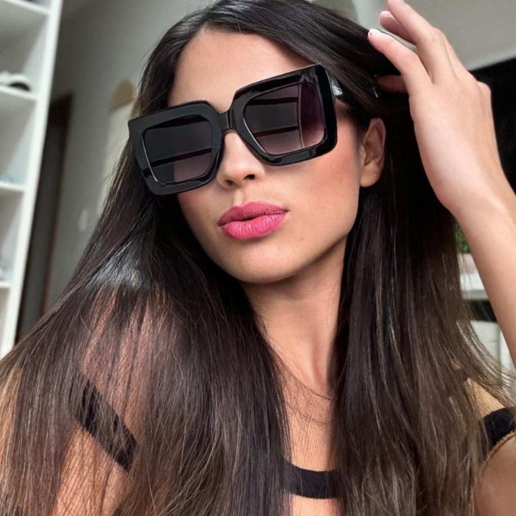 Oculos Quadrado Grande Over Maxi Feminino Fosco Haste Grossa Ideal Pra Rosto Grande Seven ...