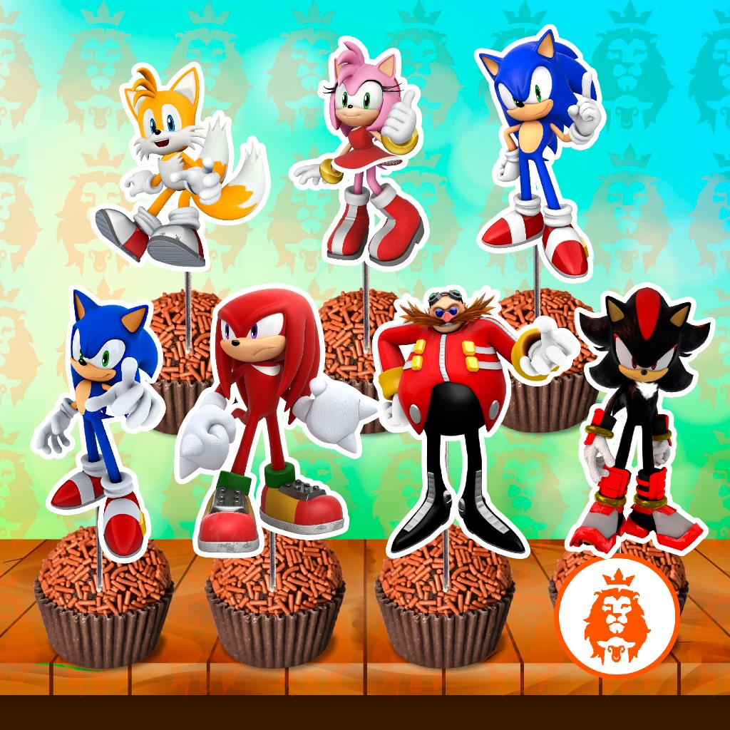 50 Tags Toppers para Docinho - Sonic - Para festa, brigadeiro e ...