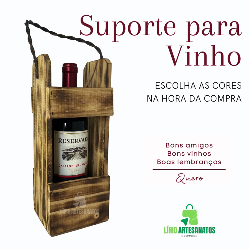 Suporte Artesanal de Vinho de Madeira de Pinus - presente/embalagem ...