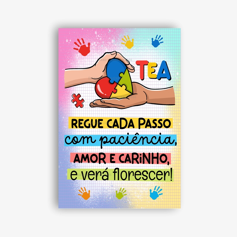 Placa decorativa autismo Regue cada passo com paciência TEA terapeuta ...