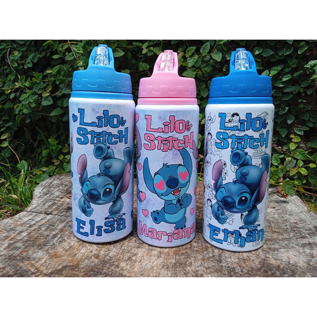 Garrafa Stitch Personalizada Com Nome 600ml Infantil Aluminio Varias ...