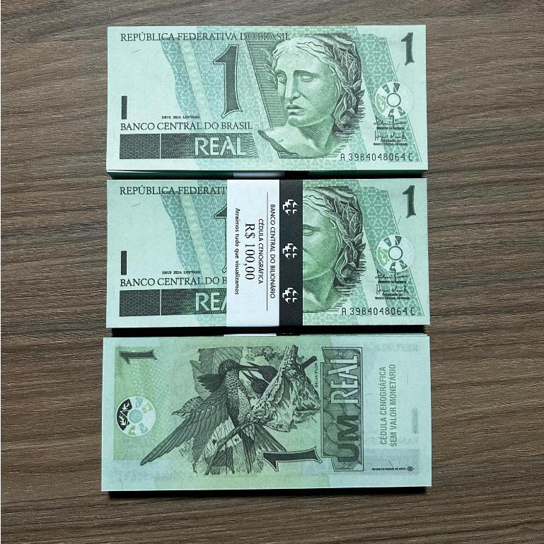 Nota de Dinheiro 1 Real Realista Tamanho Real (Sem Valor) para ...