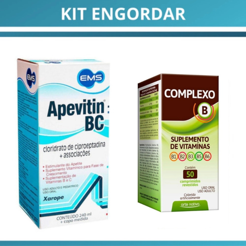 Estimulante De Apetite Apevitin 240ml + Complexo B 50 comprimidos ( Ganhe Peso ) | Shopee Brasil