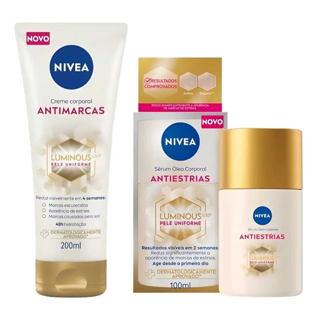 Kit Nivea Luminous 630 Creme Anti Marcas 200ml + Óleo Anti Estrias ...