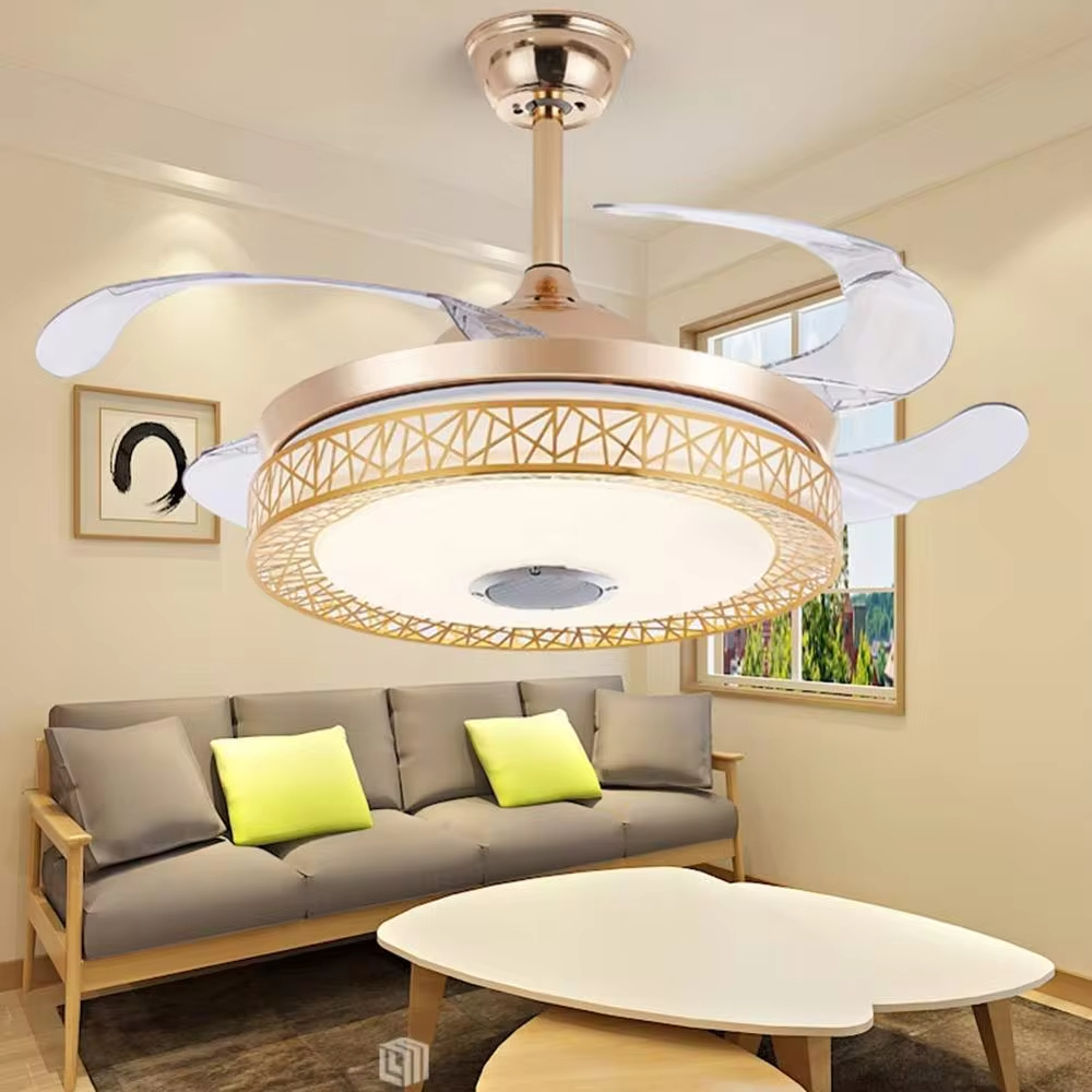 【Daksan】Ventilador de Teto Retrátil LED 4 Pás Controle Remoto Com ...