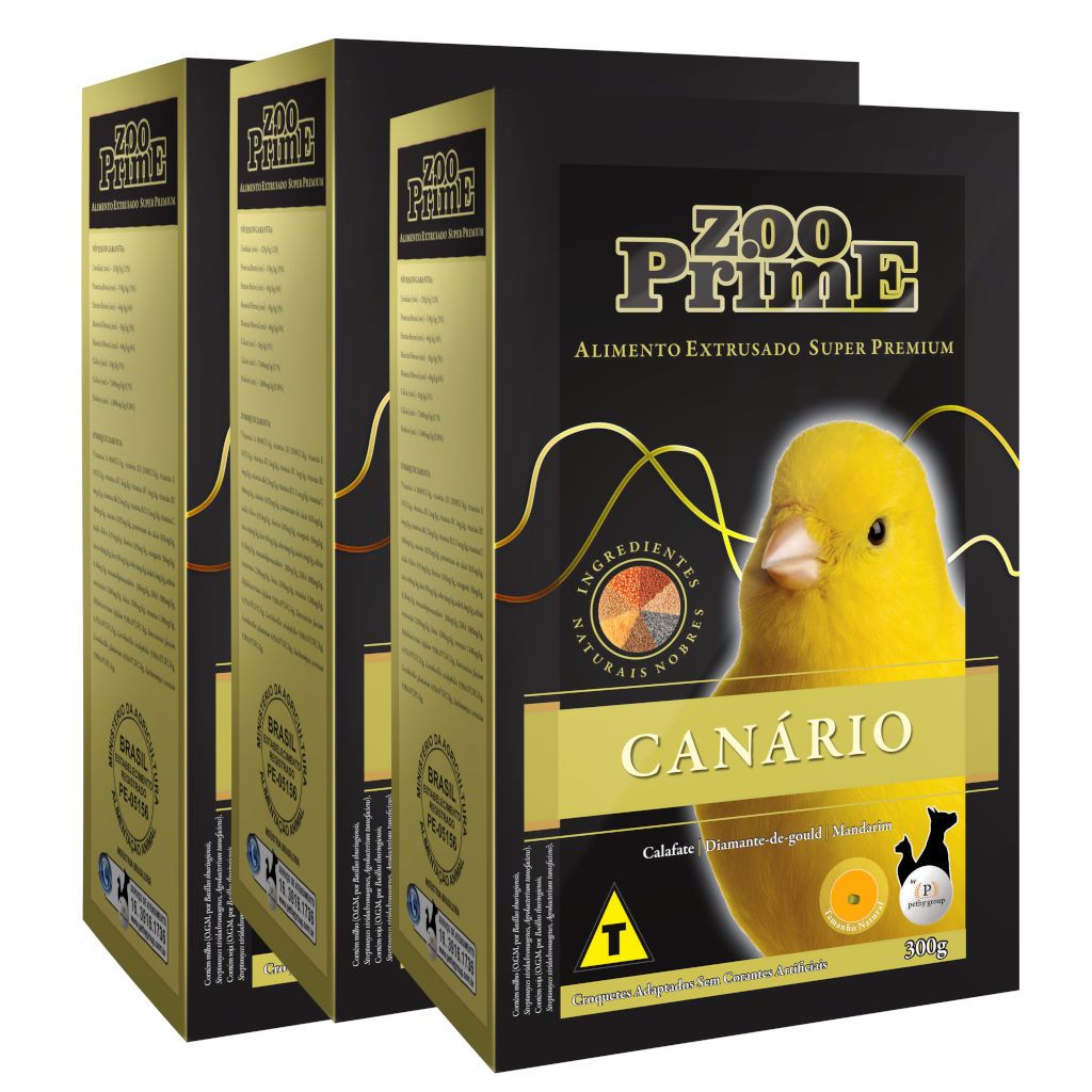 Ração Para Canário Extrusada Premium Zoo Prime - 300g 100% Natural Kit ...
