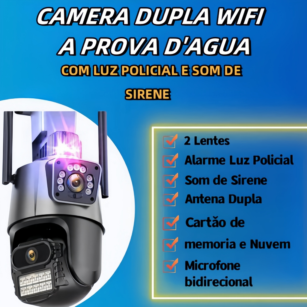 Câmera De Segurança Externa Lente Dupla Com Sirene 8mp Full Hd ...