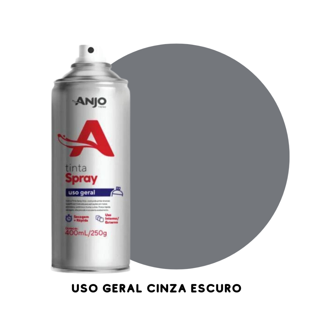 TINTA SPRAY ANJO USO GERAL CINZA ESCURO 400 ML | Shopee Brasil