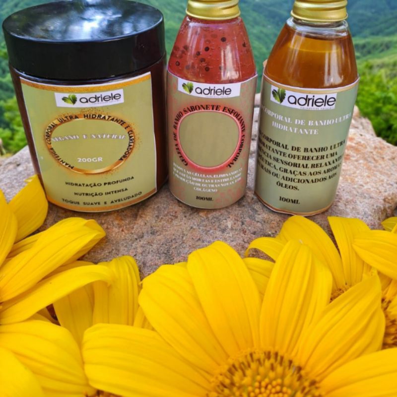 kit corporal Cuidado com pele manteiga hidratante 200gr,100ml e 100ml ...