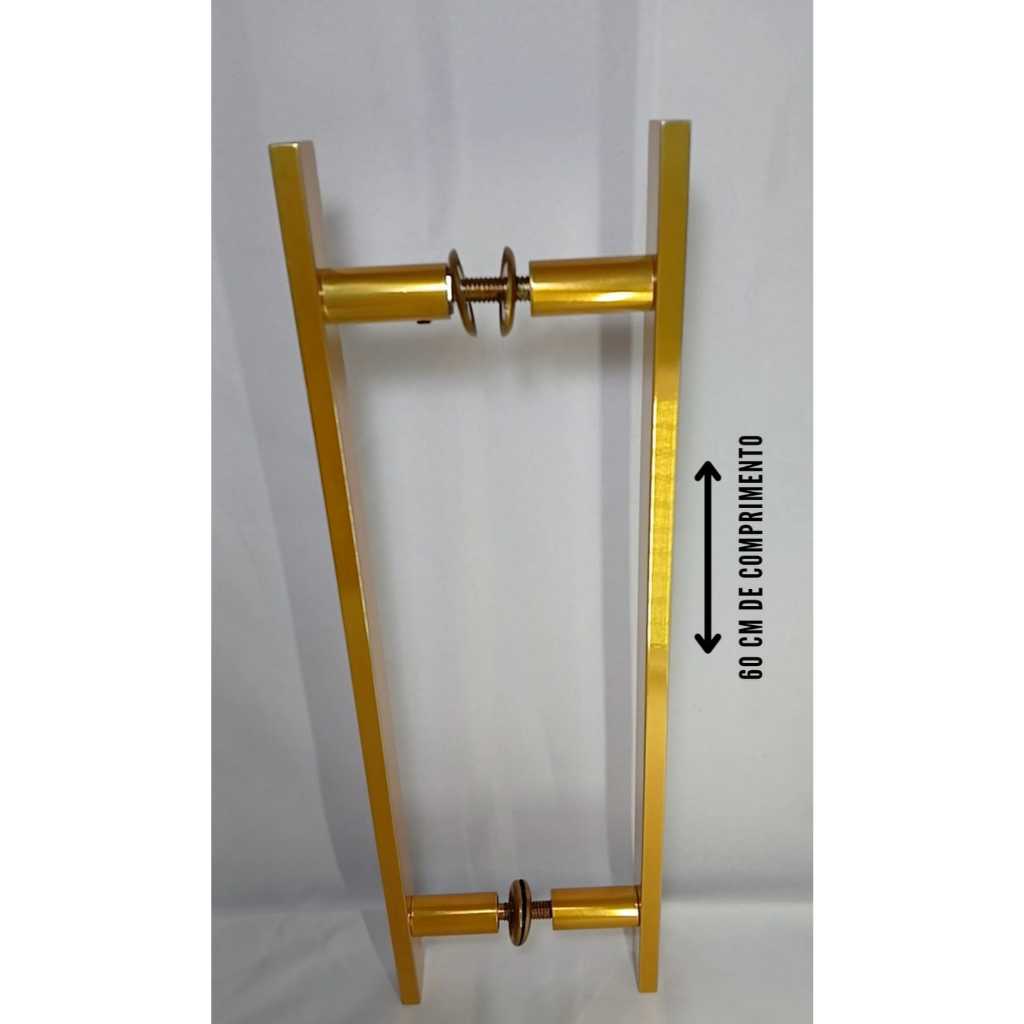 Puxador Porta Pivotante 60cm (entre furos 40cm) Dourado Barra Chata P ...