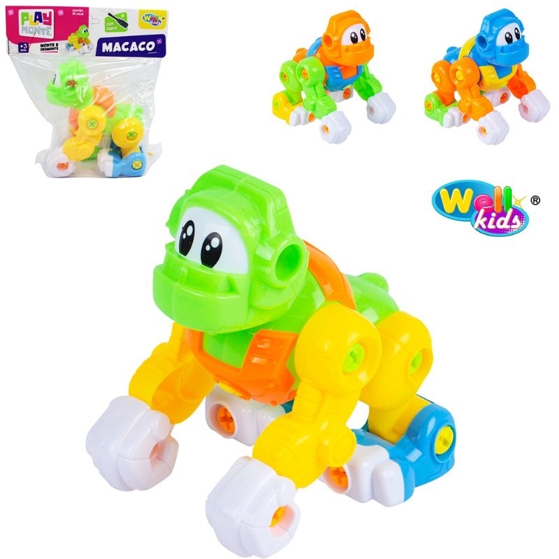 MACACO MONTA E DESMONTA DIDATICO COM ACESSORIOS PLAY MONTE 4 PECAS ...