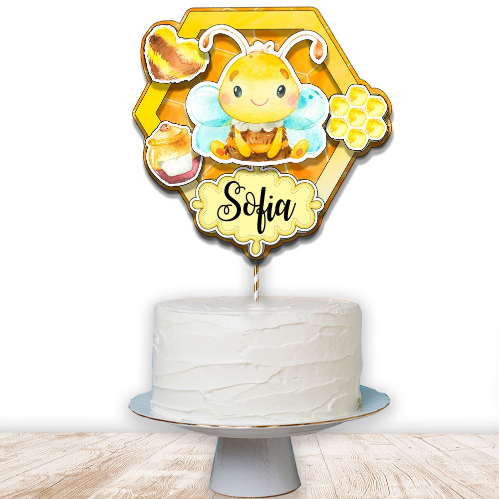 Topo Topper De Bolo Premium Abelinha | Shopee Brasil