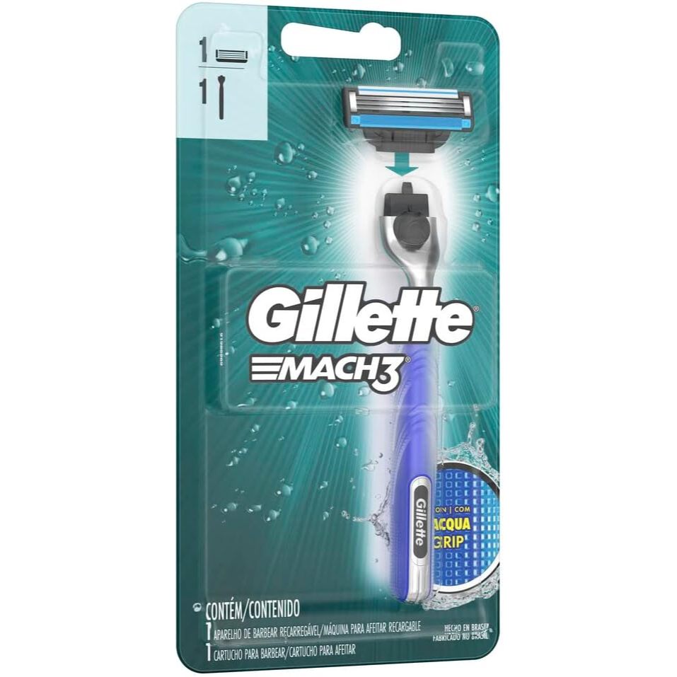 Aparelho de Barbear Prestobarba GILLETTE MACH 3 AQUA GRIP Móvel ...