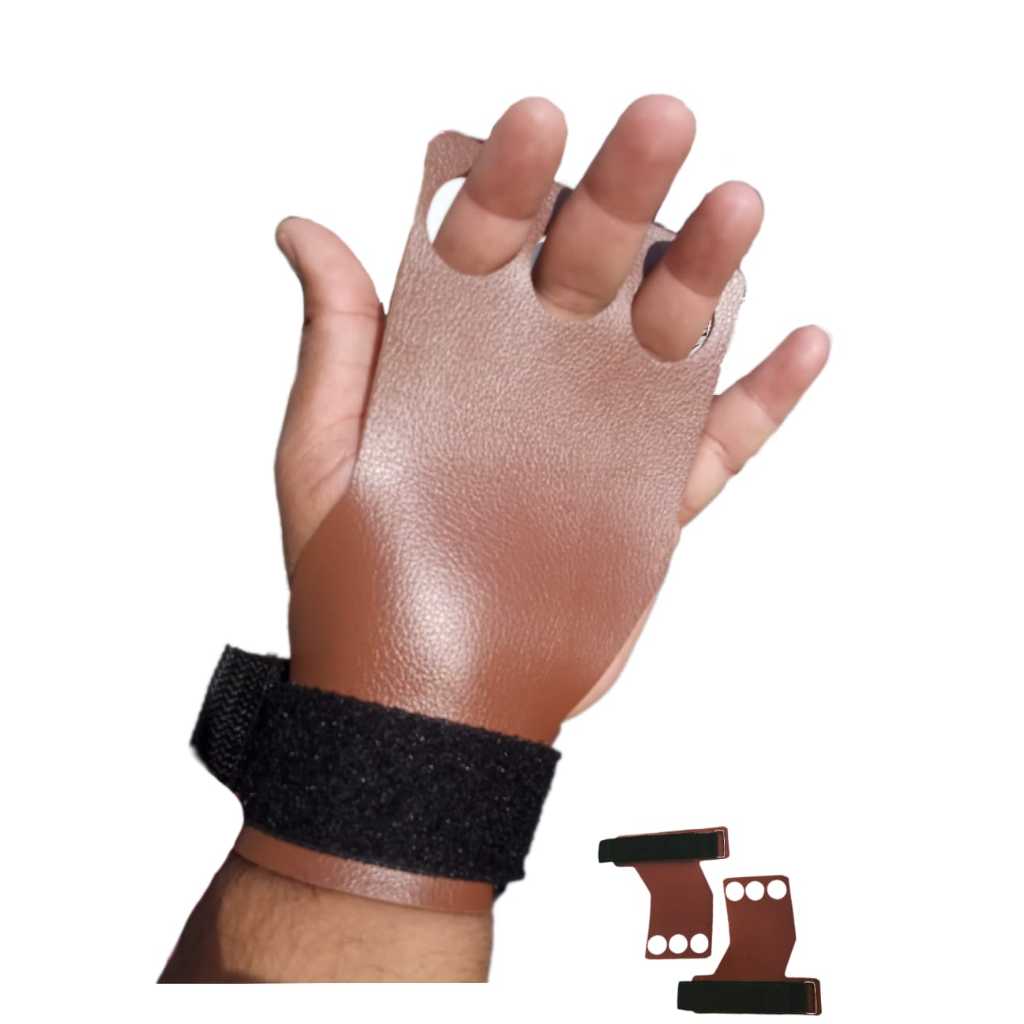 Luva Hand Grip de Couro - 3 Furos para Crossfit e Powerlifting | Shopee ...