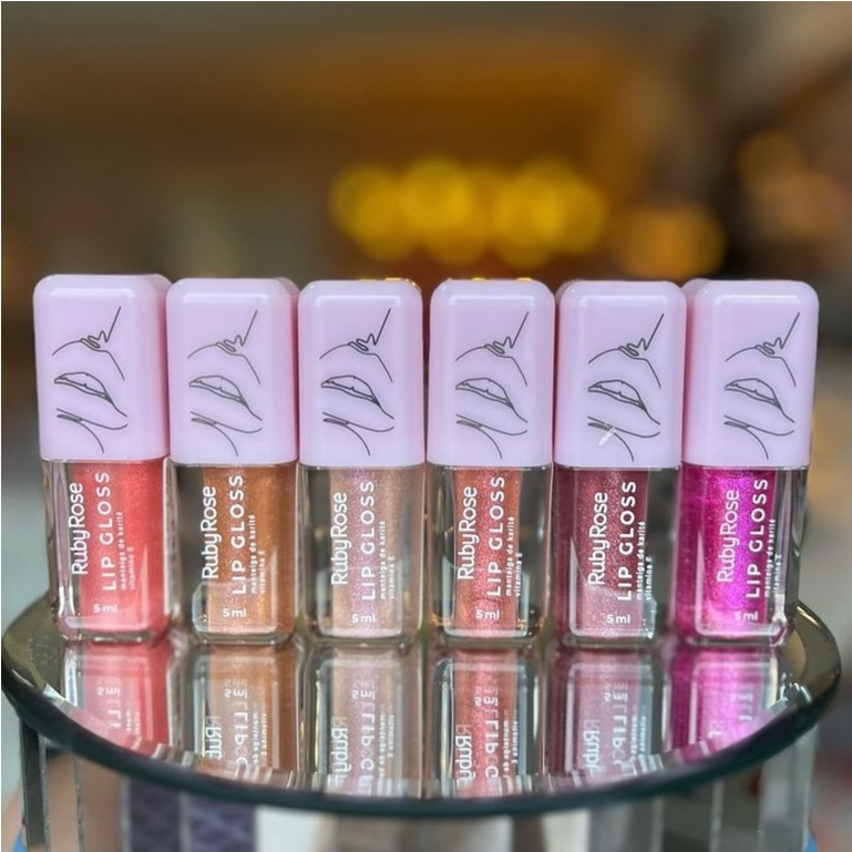 Lip Gloss Ruby Rose Glitter 5ml - Hidratante HB-8234 | Shopee Brasil