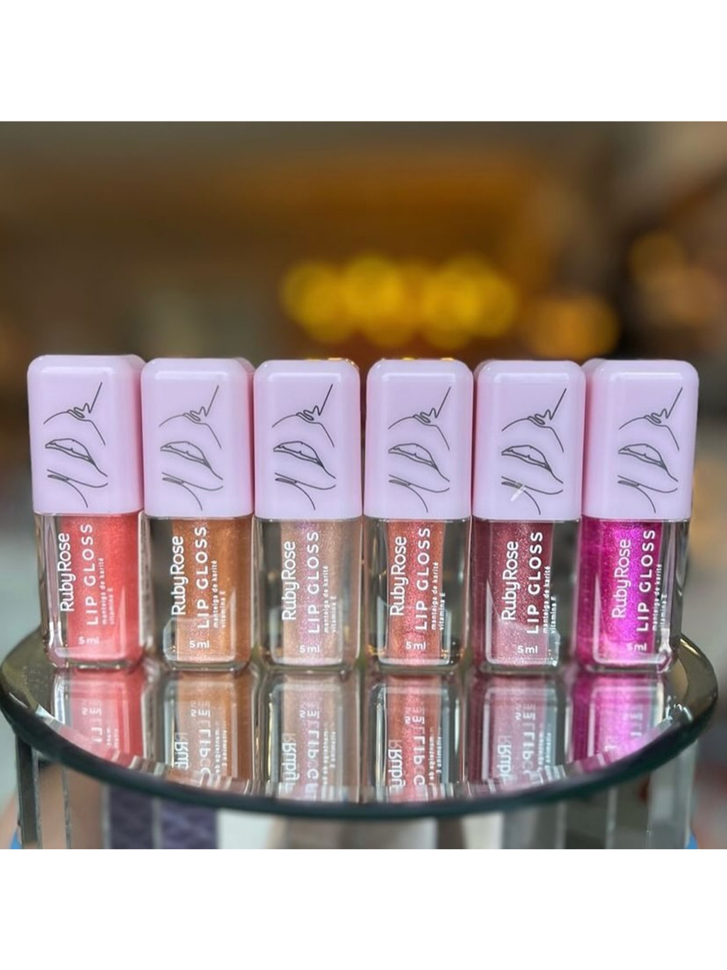 Lip Gloss Ruby Rose Glitter 5ml - Hidratante HB-8234 | Shopee Brasil
