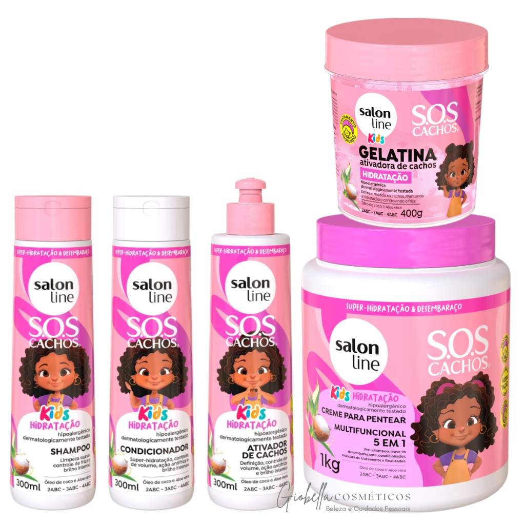 Kit Capilar Tratamento Sos Cachos Kids Infantil Salon Line + Creme ...