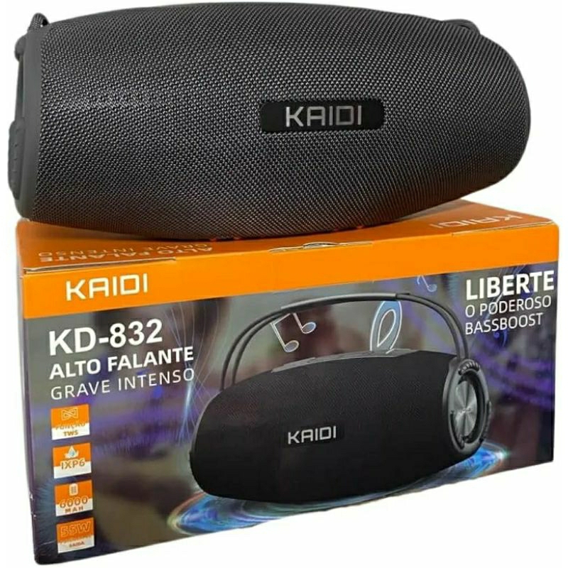 Caixa de Som Kaidi Bluetooth Portátil Resistente a Água KD-832 55W | Shopee Brasil