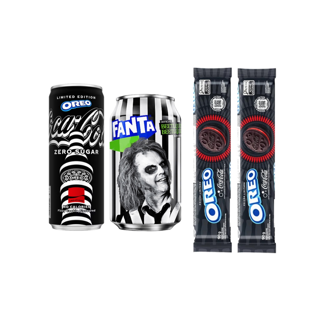 Kit 1 Coca-cola Oreo 310ml + 1 Fanta Beetlejuice 350ml + 2 Oreo Coca ...