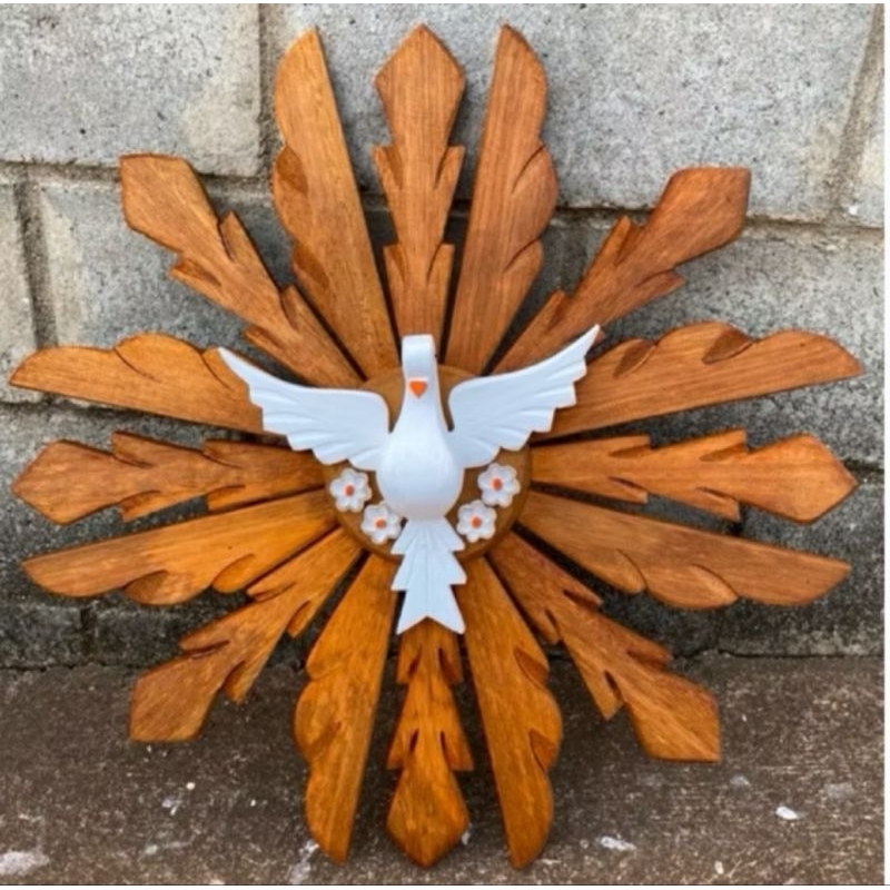 Resplendor Divino Espírito Santo encerado em madeira 60x60cm | Shopee ...