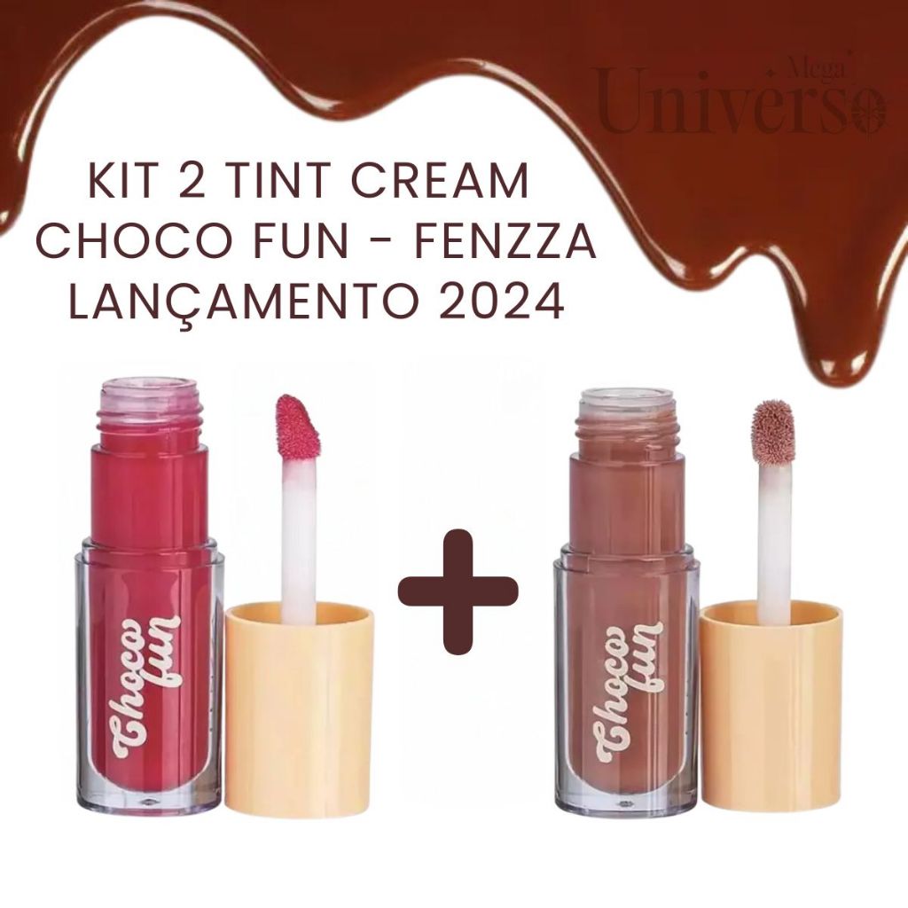 Kit C/2 Lip Tint Cream Gloss Labial Choco Fun Fenzza 2024 | Shopee Brasil