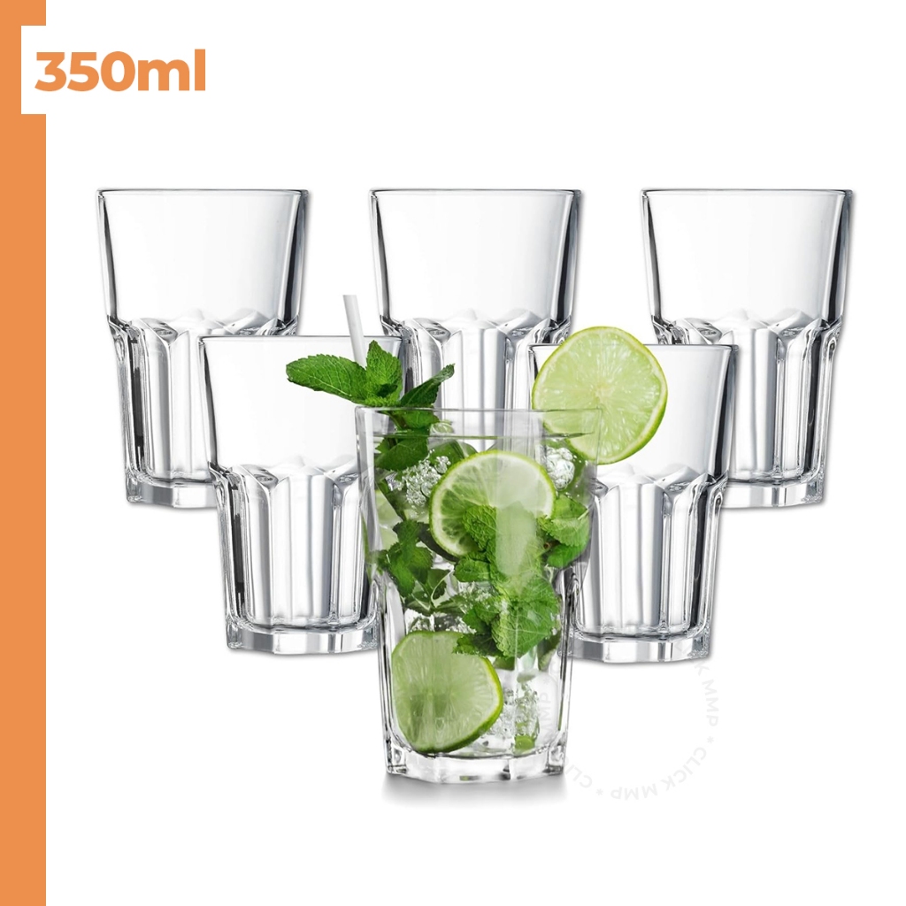 Kit 6 Copos Luxo Vidro Para Vitaminas Bebidas 350ML Resistente | Shopee Brasil