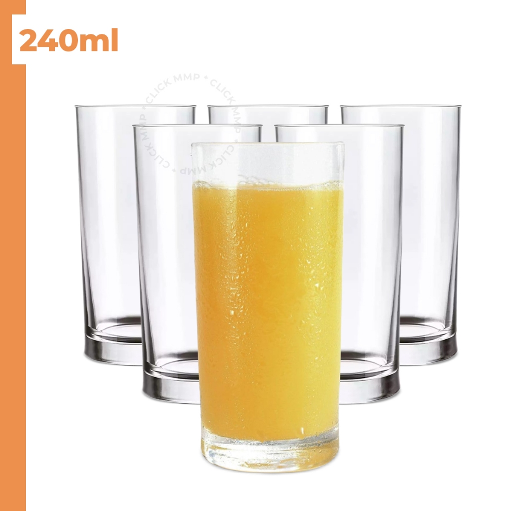 Jogo 6 Copos De Vidro Long Transparente Londres Premium Para Bebidas 240ML ou 325ml | Shopee Brasil