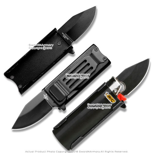 Canivete Mini Porta Isqueiro Semi-automático Clip De Bolso e Abridor ...