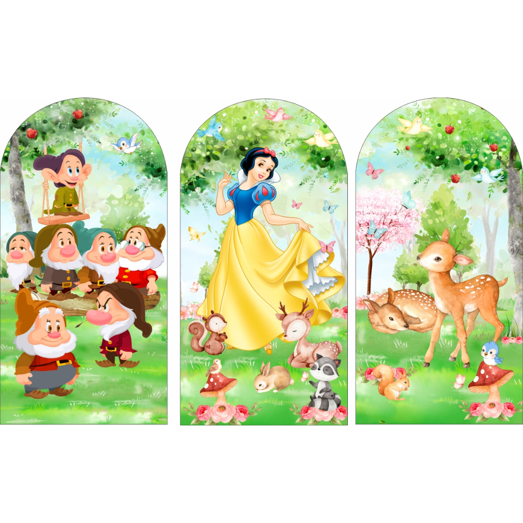 KIT PAINEL DE FESTA BRANCA DE NEVE E 7 ANÕES NA MEDIDA DE 2,00M DE ALTURA X 1,00M DE LARGURA EM ...