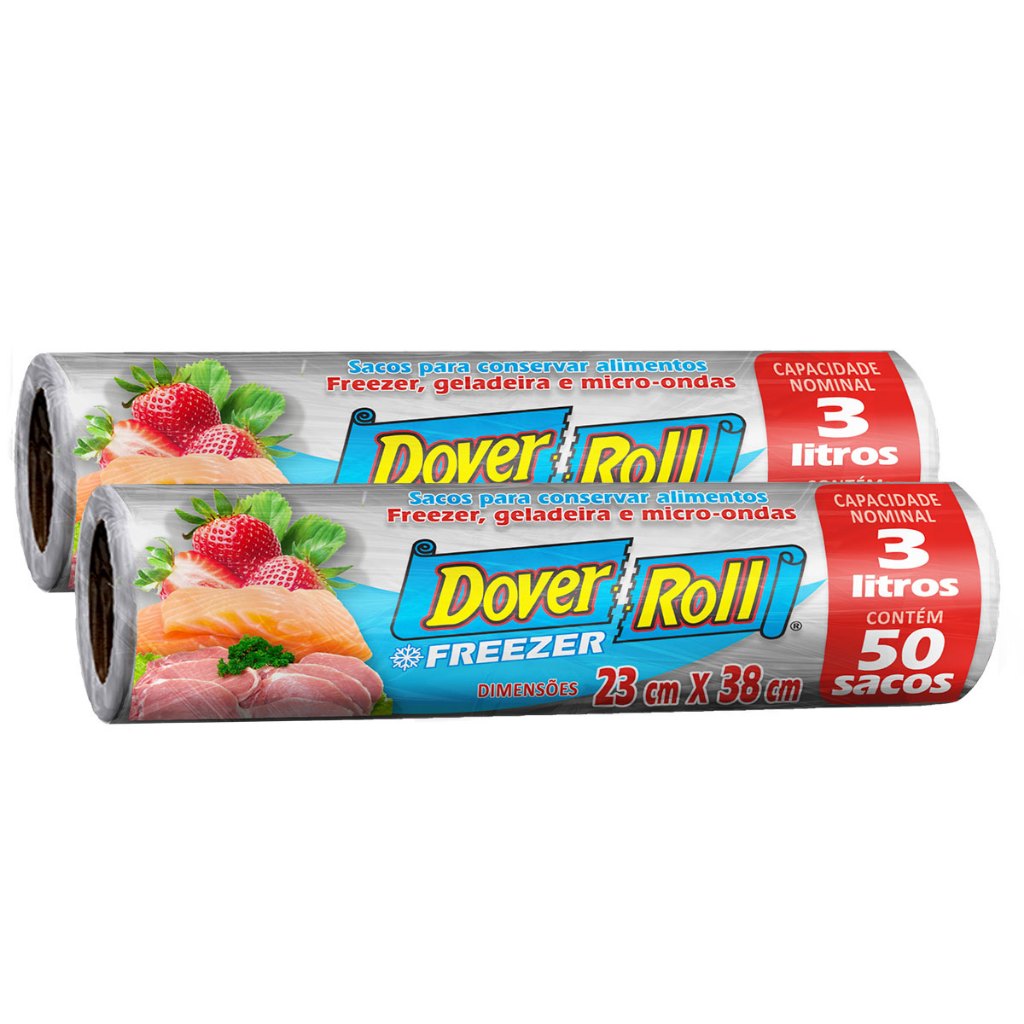 Kit 2 Sacos Para Alimentos Freezer-Roll 3L 50un/cd F - Dover Roll | Shopee Brasil