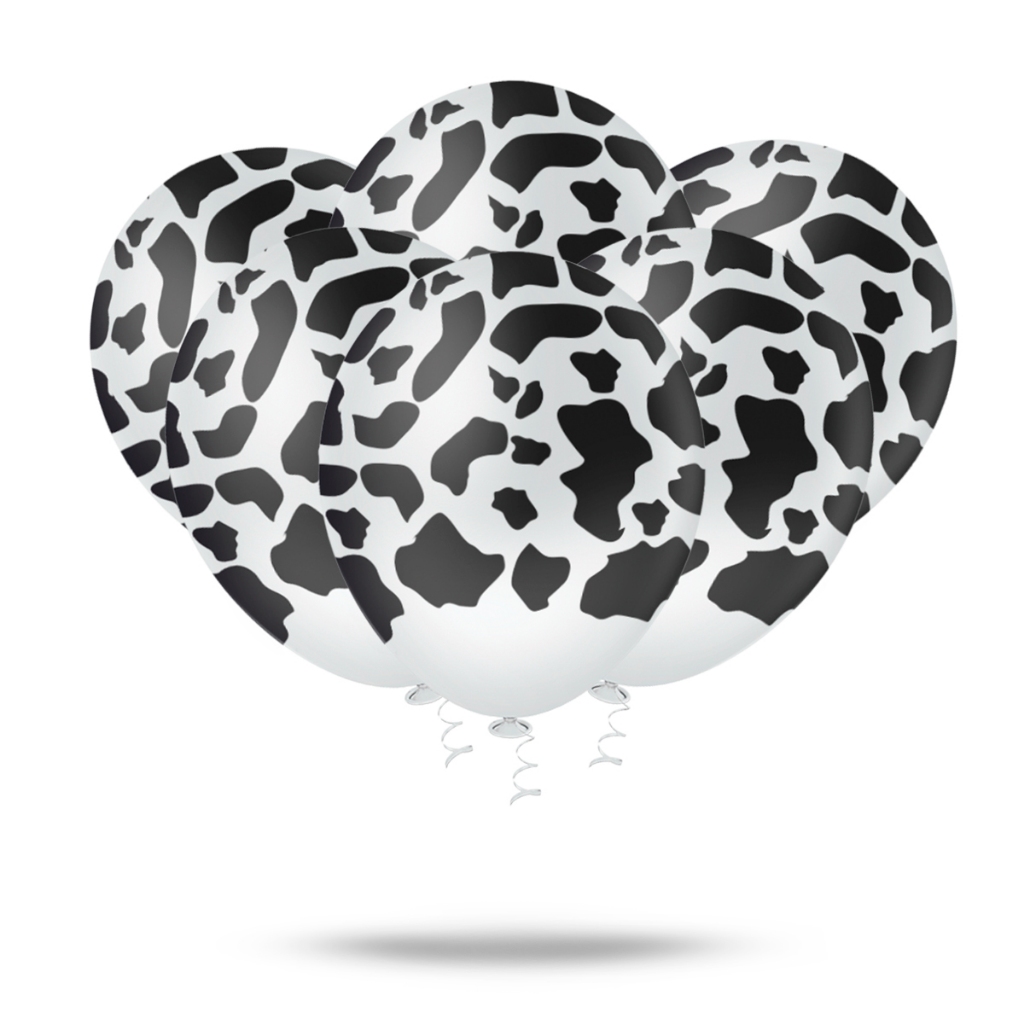 25 Unidades Balão Bexiga Vaca Malhada 10 polegadas Branco/preto - Pic ...