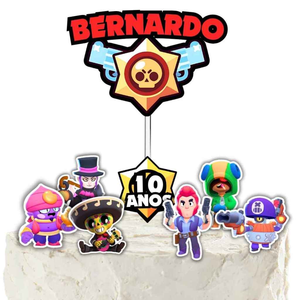 TOPO TOPPER DE BOLO BRAWL STARS PERSONALIZADO | Shopee Brasil