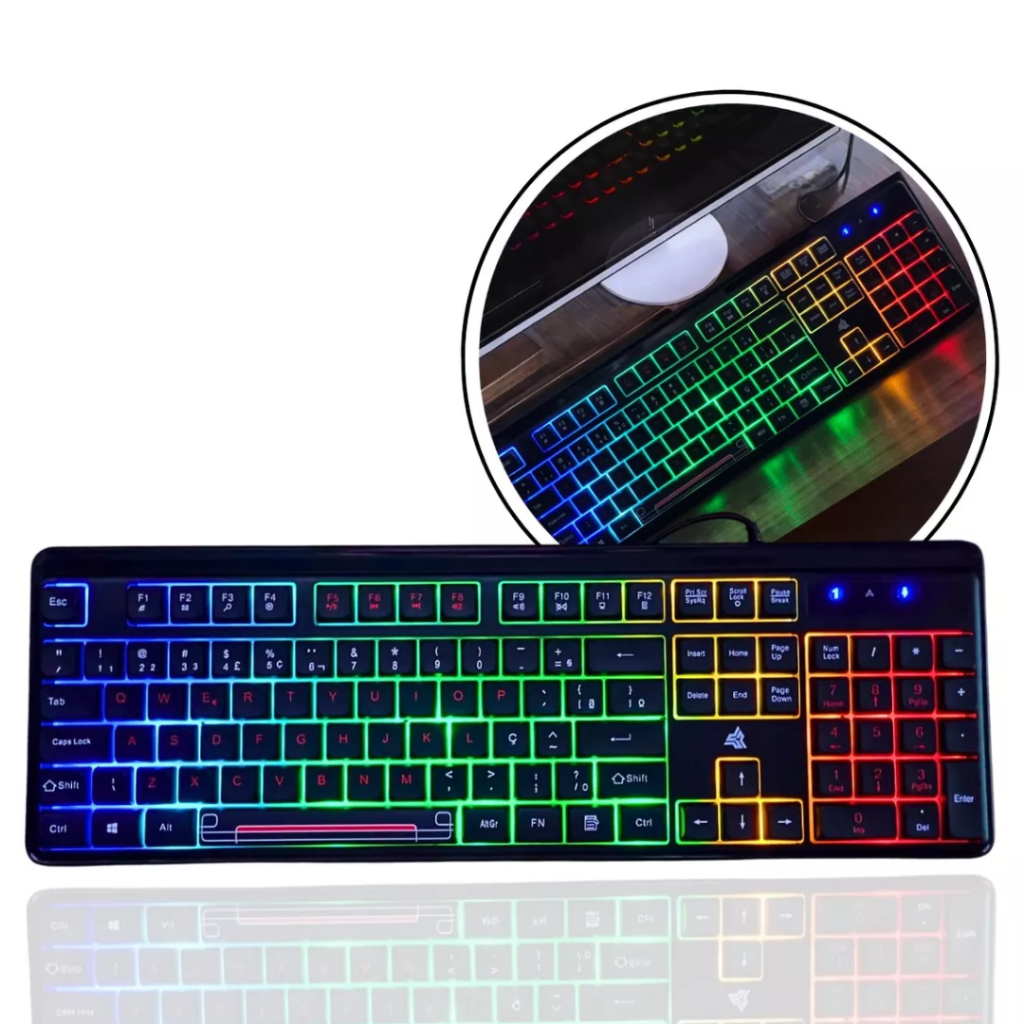 Teclado Gamer Semi- Mecânico RGB KNUP TECLAS MULTIMIDIA TECLADO COM FIO ...
