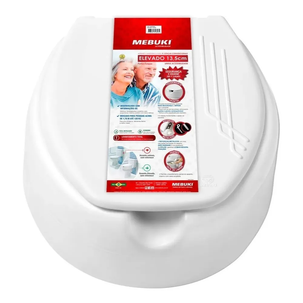 Assento De Vaso Sanitário Elevado 13,5cm Para Pcd Pne Branco | Shopee ...