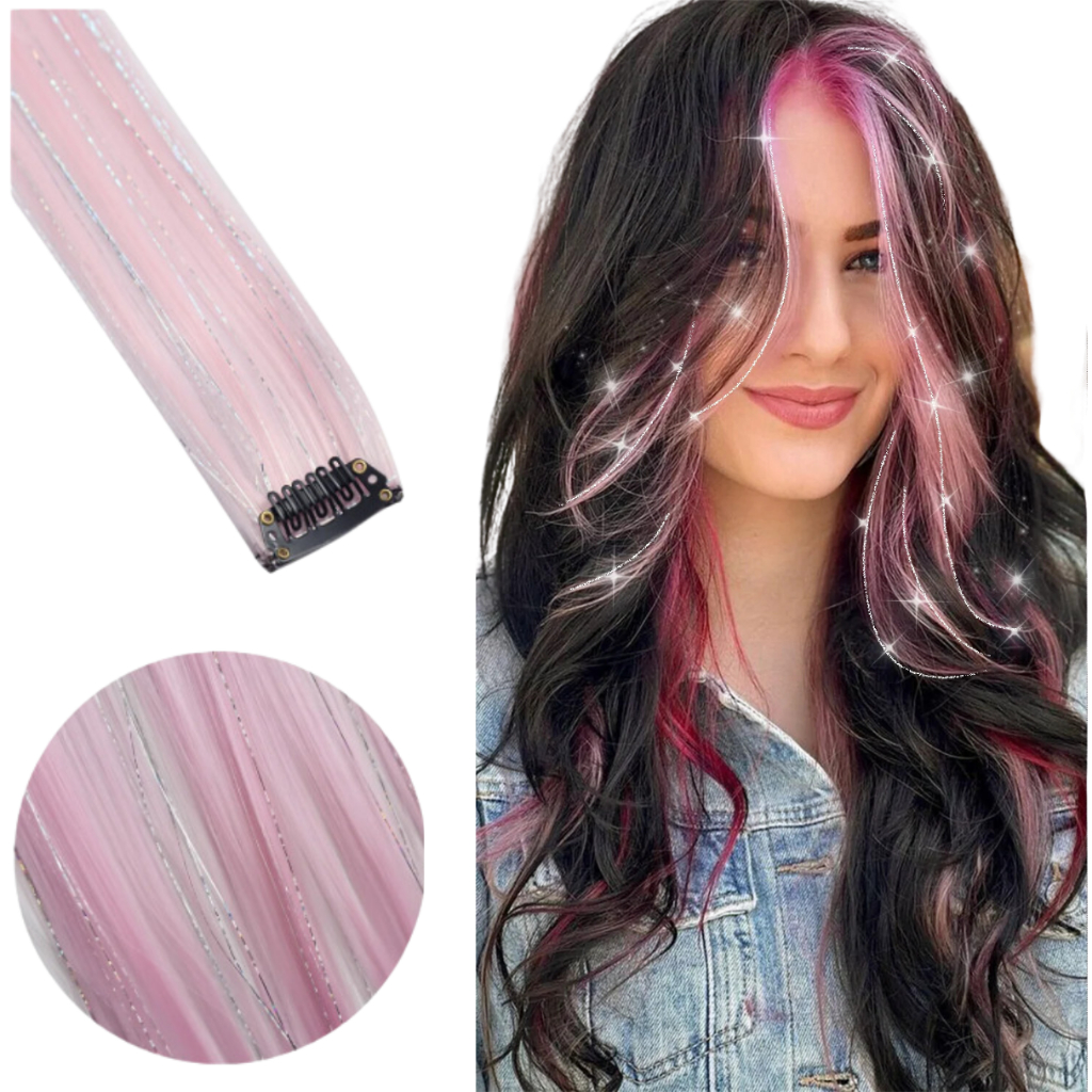 Aplique Mecha Tic Tac Colorida Com Glitter 50 Cm De Fibra 50 | Shopee ...