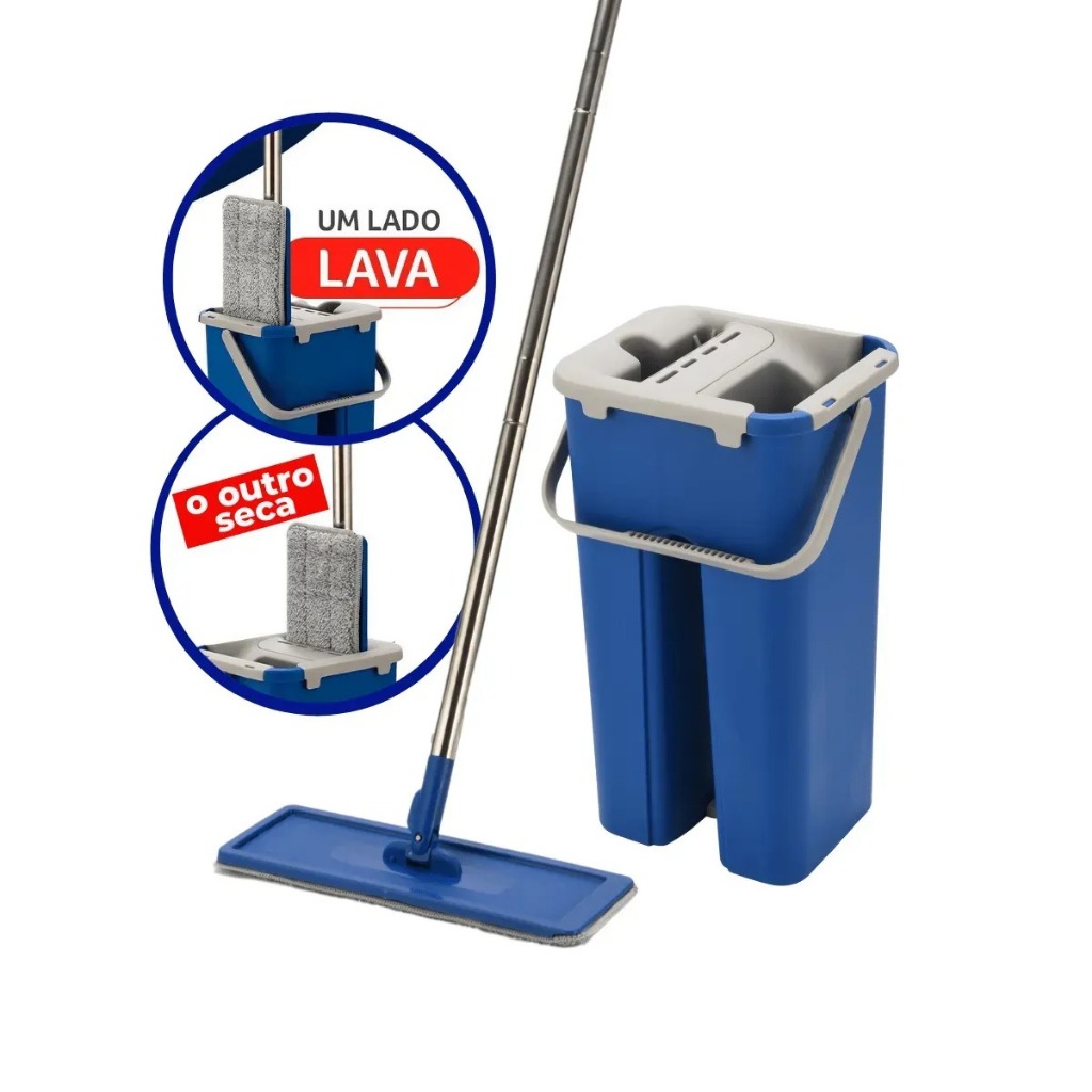 Mop Flat Slim com 2 Refil Com Balde Rodo Mágico Lava Seca Tira Pó - mop ...