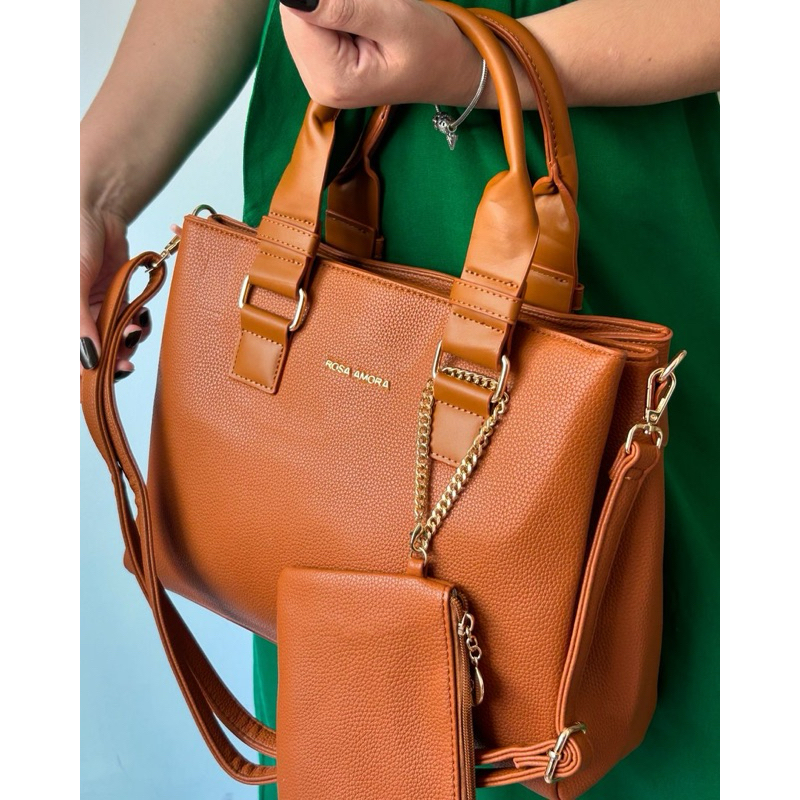 Bolsa feminina média original Rosa Amora | Shopee Brasil