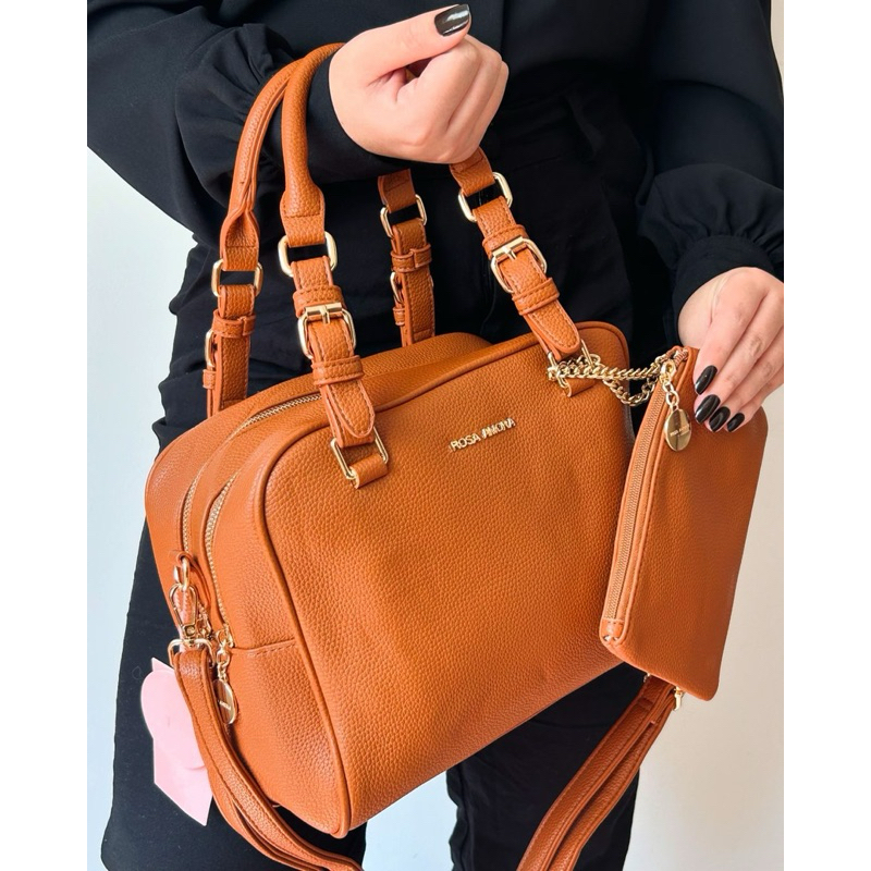 Bolsa feminina original Rosa Amora com necessarie | Shopee Brasil