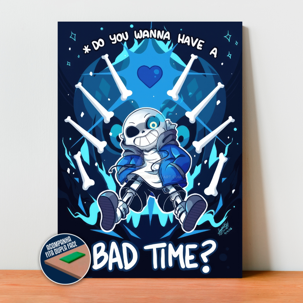Quadro Placa Decorativa Sans Undertale em MDF com 28x20 cm | Decoração ...