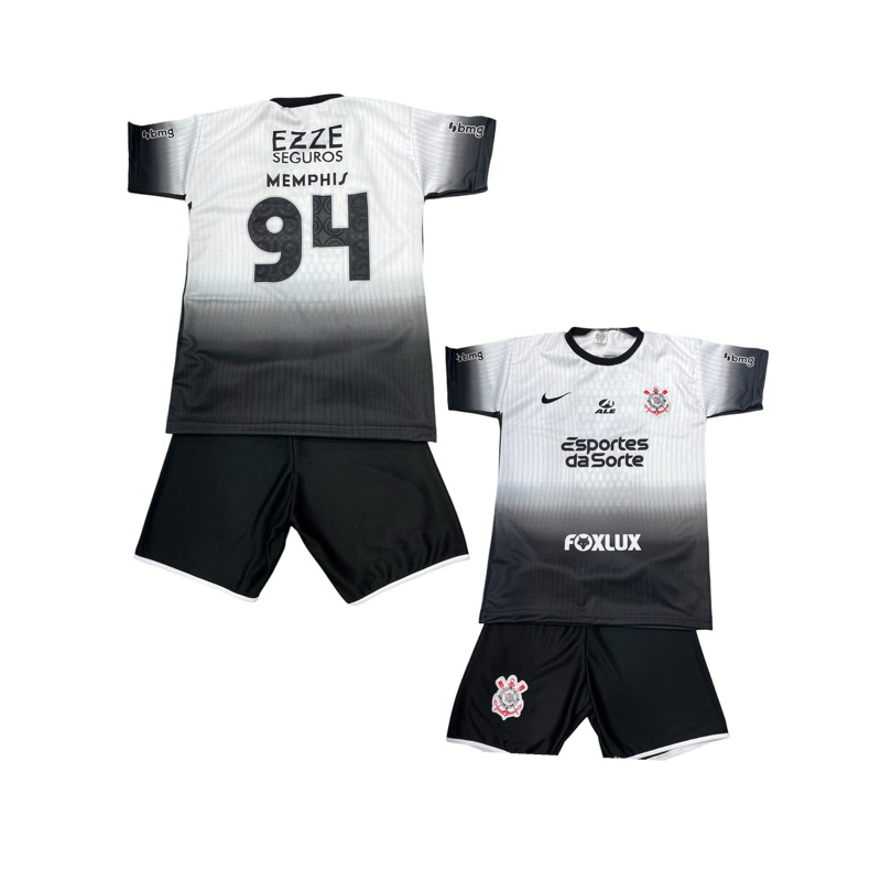 KIT CONJUNTO INFANTIL E JUVENIL CORINTHIANS MEMPHIS DEPAY | Shopee Brasil