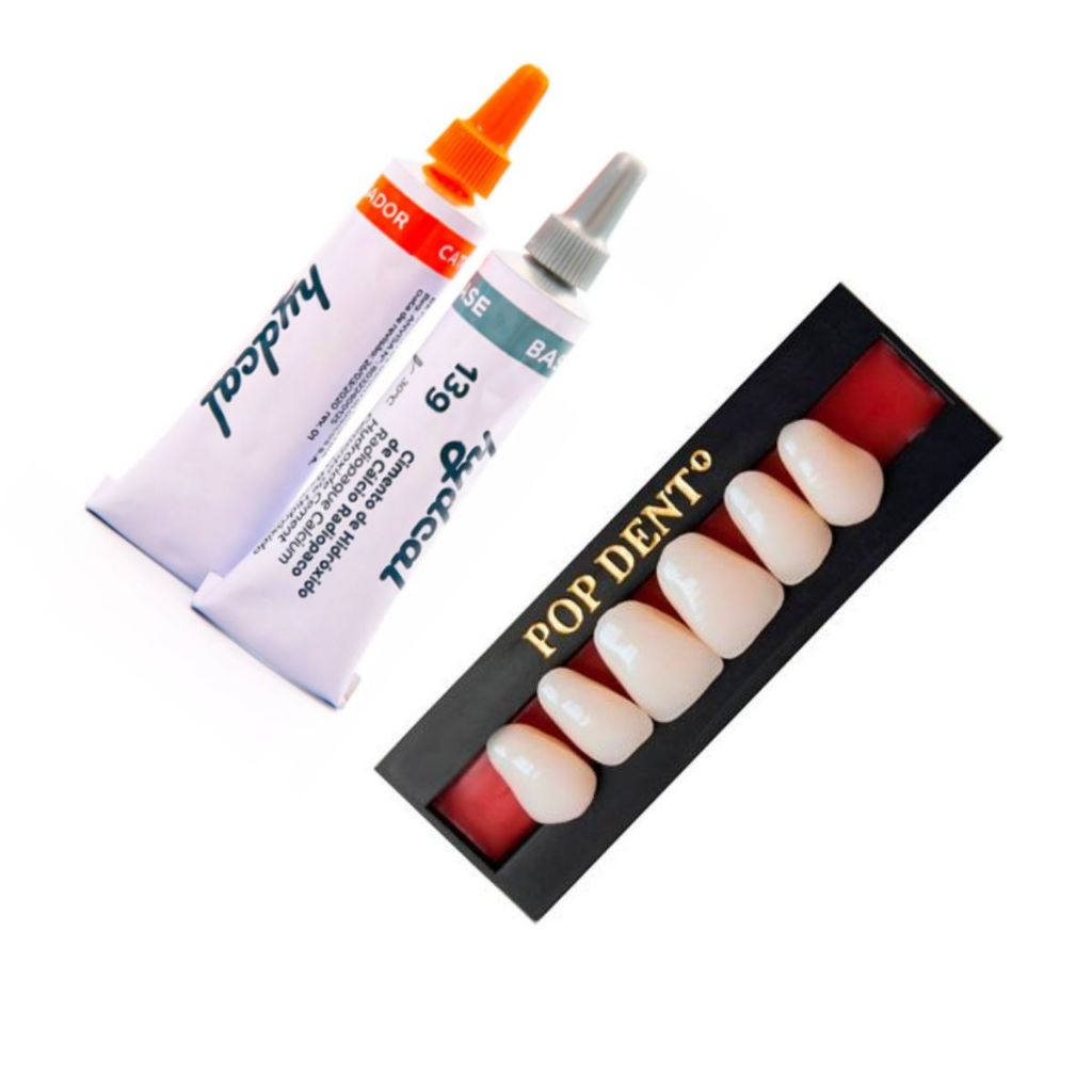 6 Dente Provisório Superior Dente da Frente + Cola para Dente Coroa ...