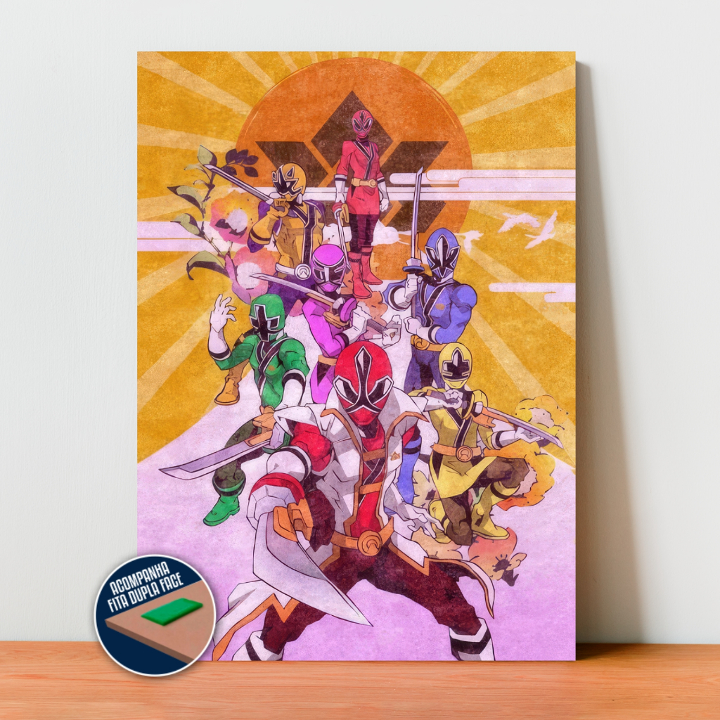 Quadro Placa Decorativa Power Rangers Samurai em MDF com 28x20 cm ...
