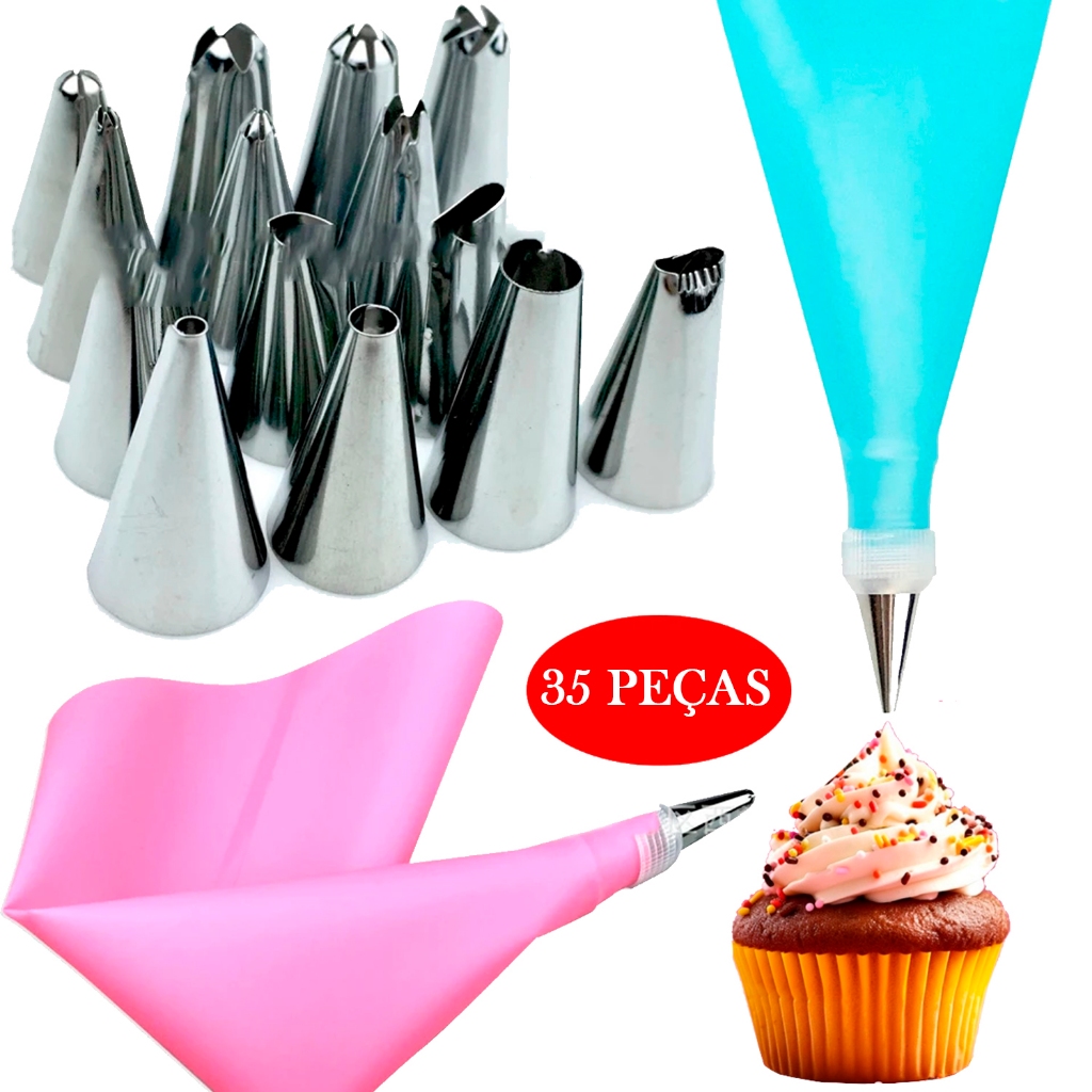 Kit Confeitero Com Bico E Bailarina Saco de Confeiteiro 35 pçs Para ...