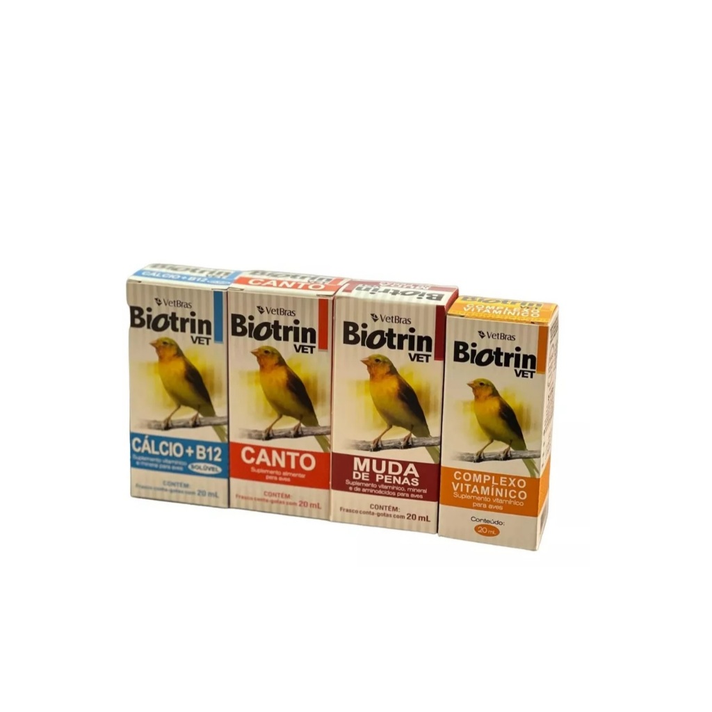 Kit Biotrin Vet Vitaminico Para Aves Muda De Penas + Calcio B12 + Canto ...
