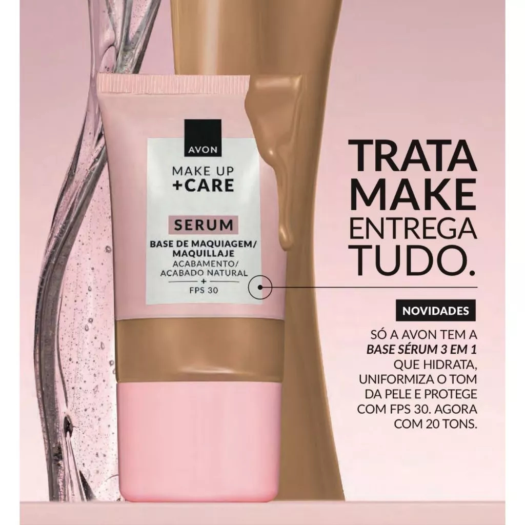 BASE DE MAQUIAGEM SERUM AVON MAKE UP CARE | Shopee Brasil