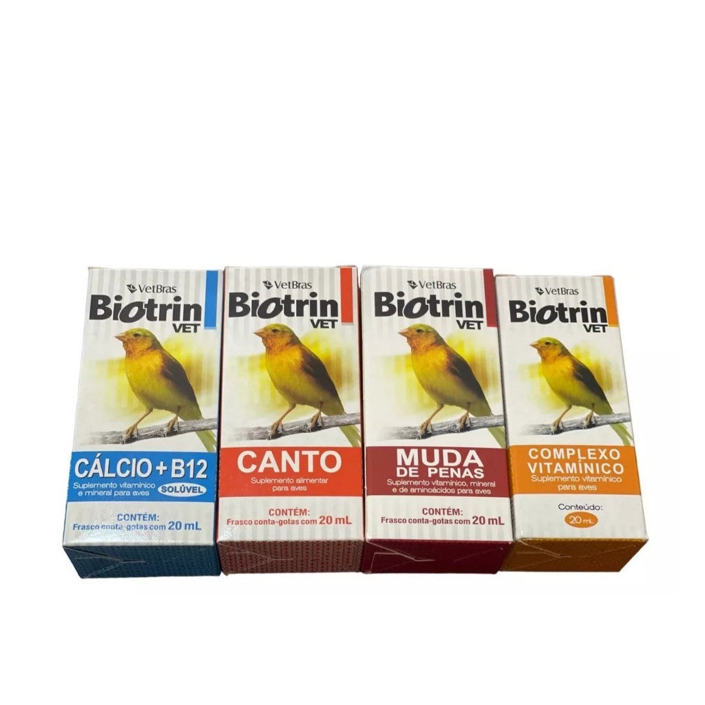 Kit Biotrin Vet Vitaminico Para Aves Muda De Penas + Calcio B12 + Canto ...