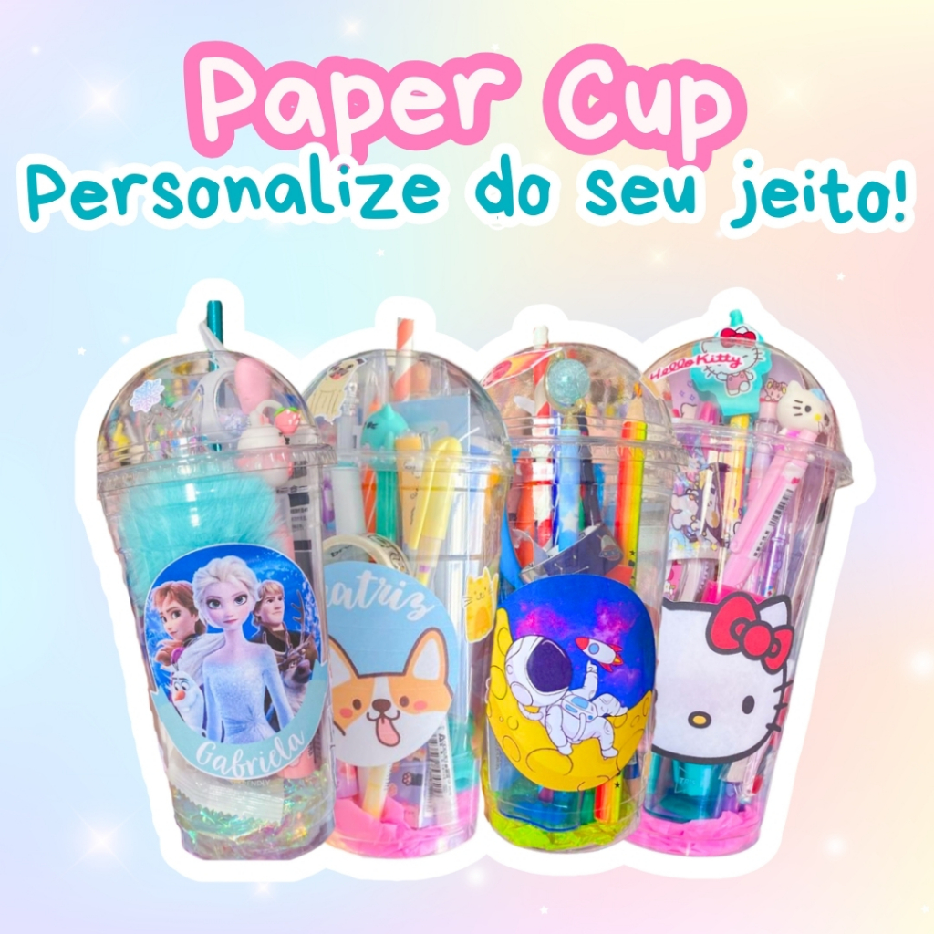 PaperCup Kit de Papelaria Fofo no Copo de Milkshake Material Escolar ...