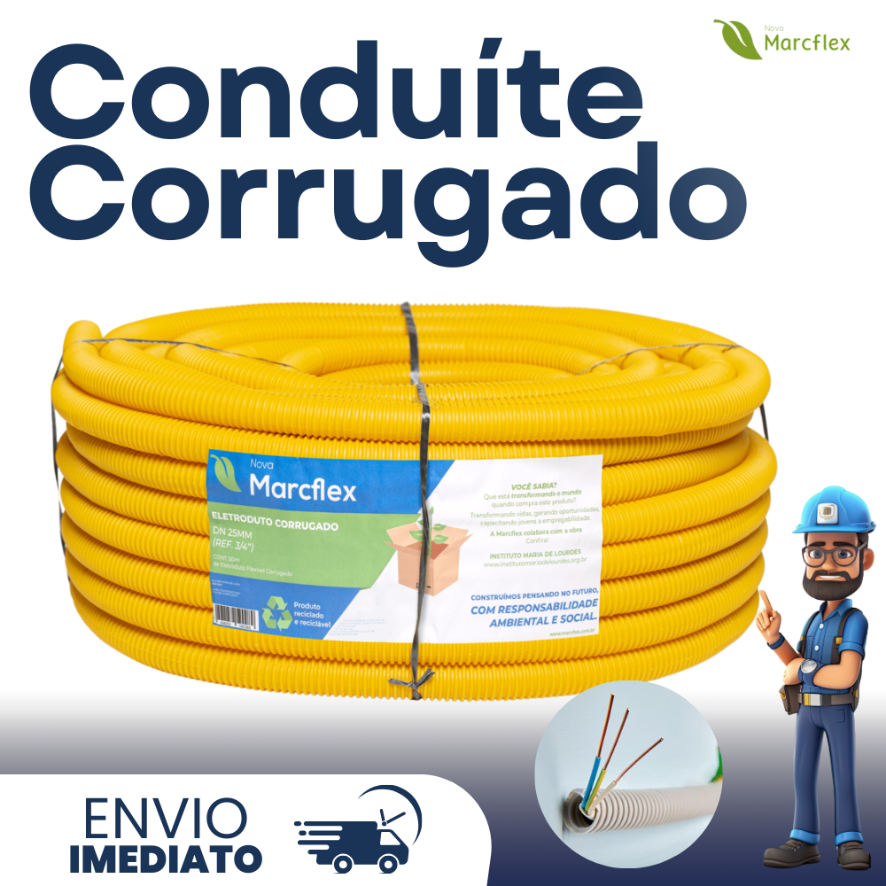 Conduíte Corrugado - Eletroduto 3/4 com 50 metros, 25mm | Shopee Brasil